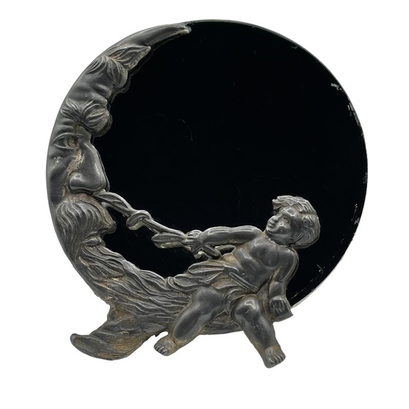 Accents | Art Nouveau Man Moon Crescent Cherub Tickling His Nose Table ...